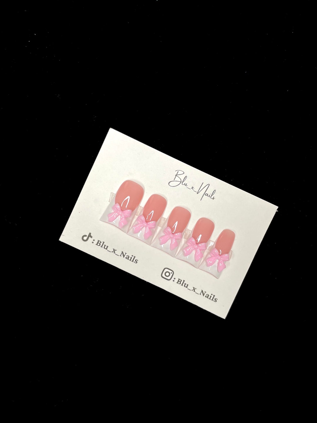White French Tip Duck With Pink Bows Croquette Core Press on Nails - Etsy