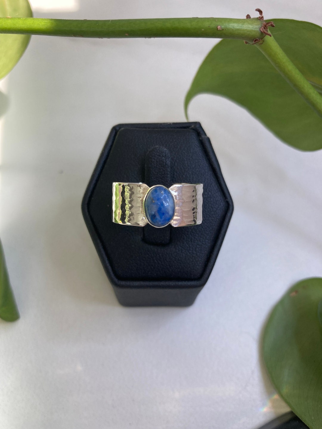 Sterling Hammered Denim Blue Lapis Ring - Etsy
