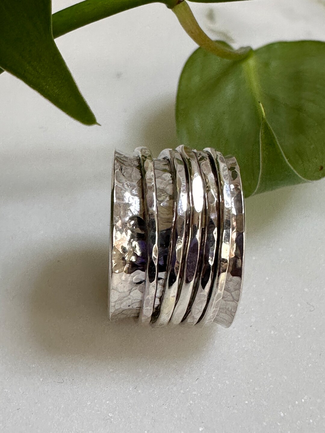 Sterling Spinner Ring, Five Texture Bands Spinner, Statement Ring ...