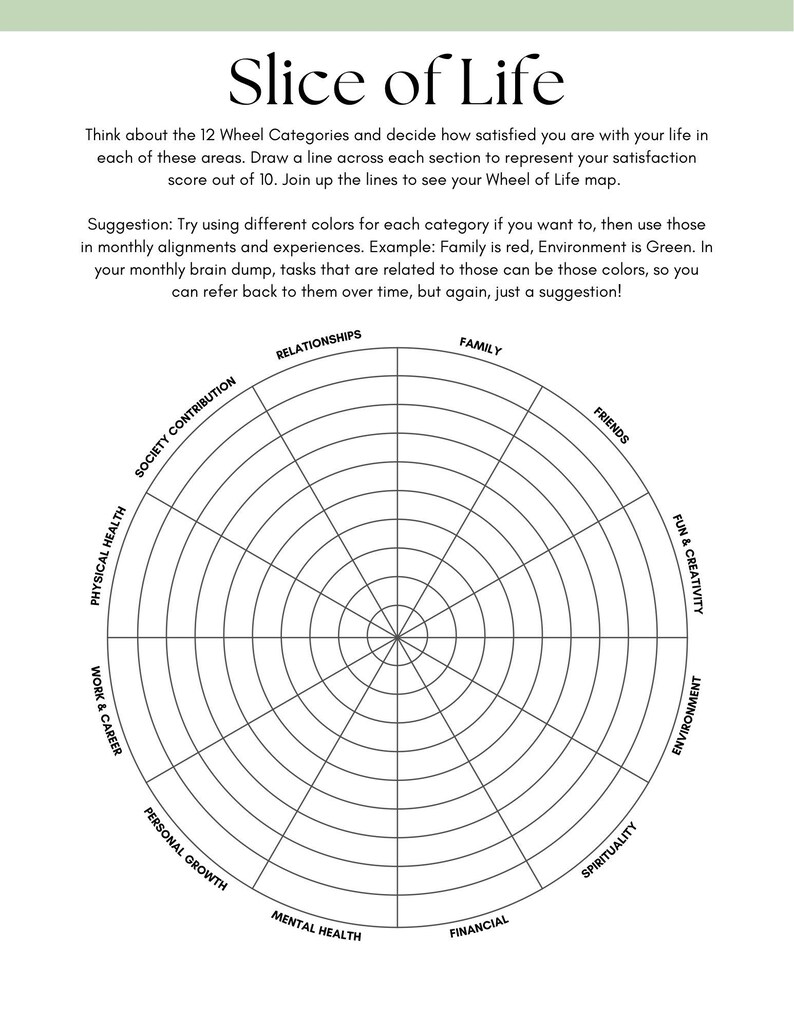 Wheel of Life Workbook | Self Development Journal| Vision Board ...