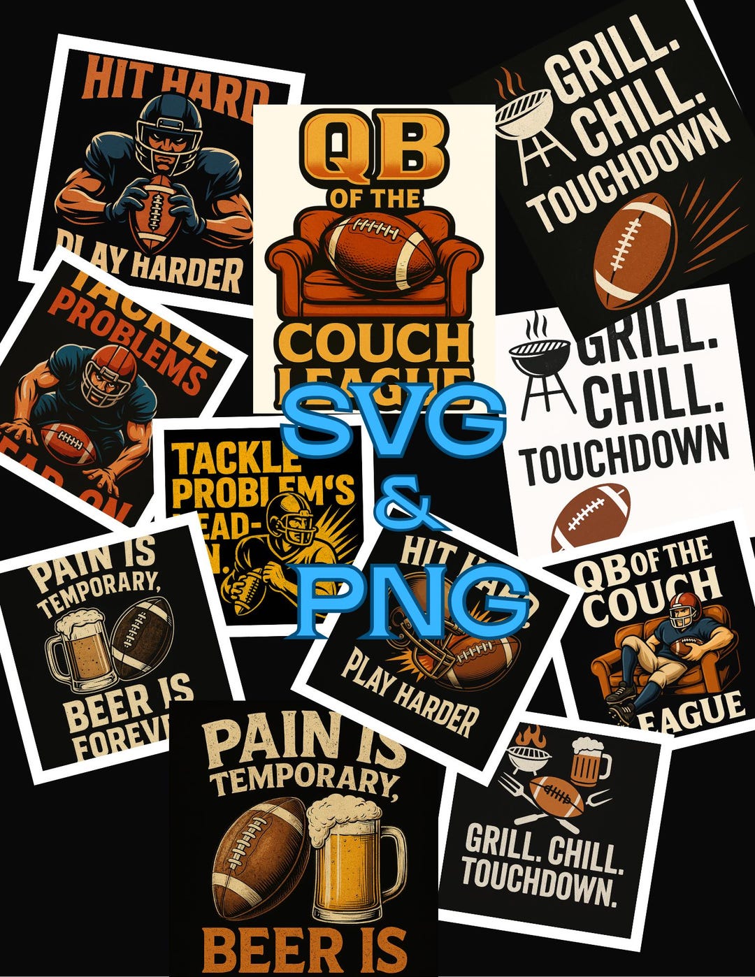 11 Football SVG Bundle | Tailgate, Beer, & Game Day Quotes | Svg Png ...