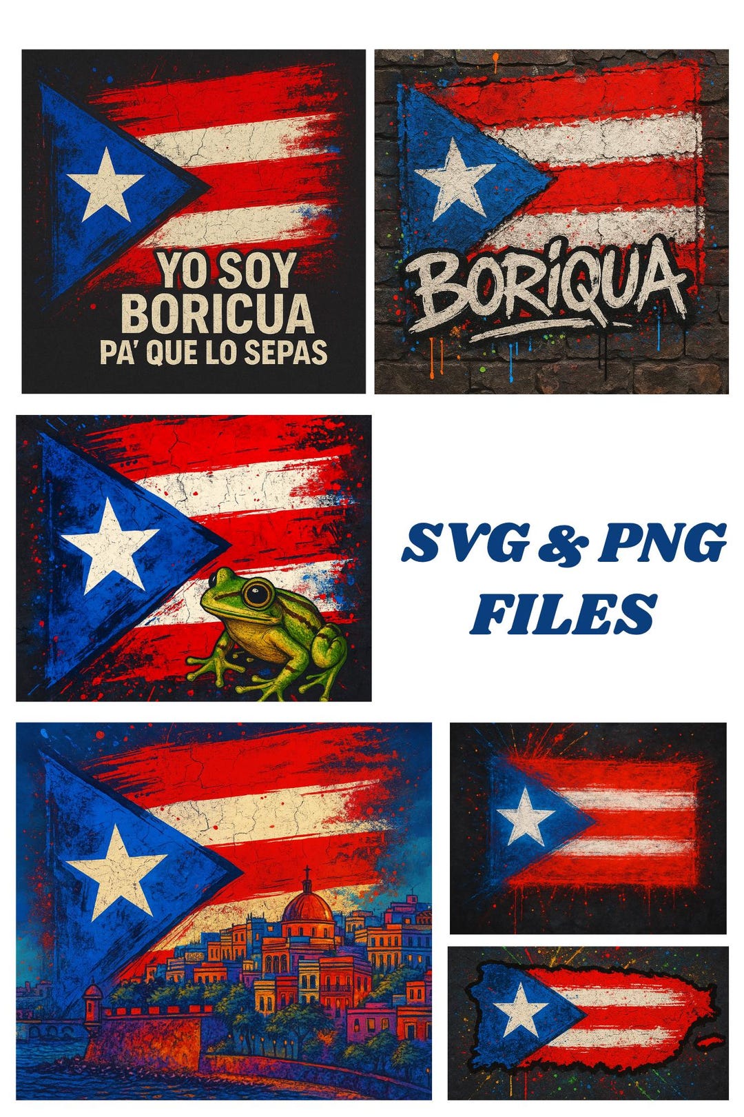 Puerto Rican Flag SVG Bundle: Boricua Graffiti Art, Coqui, San Juan ...
