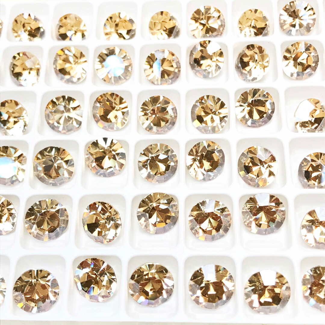 Golden Honey Preciosa Crystal Chaton Stones, Foiled, 39ss, Ss39, 8mm ...