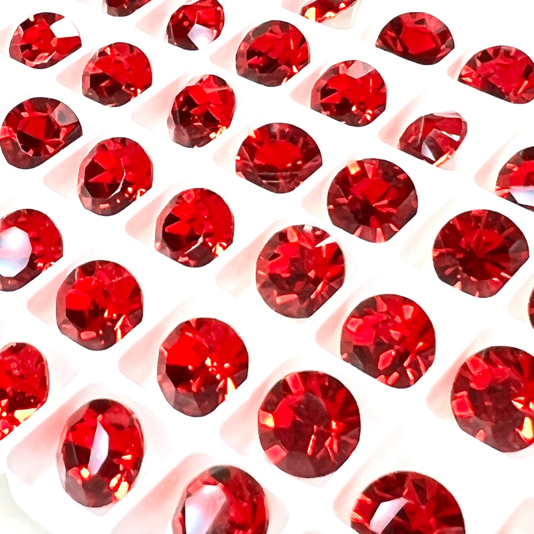 8mm Light Siam Preciosa Crystal Chaton Stones, Foiled, 39ss, Ss39 ...