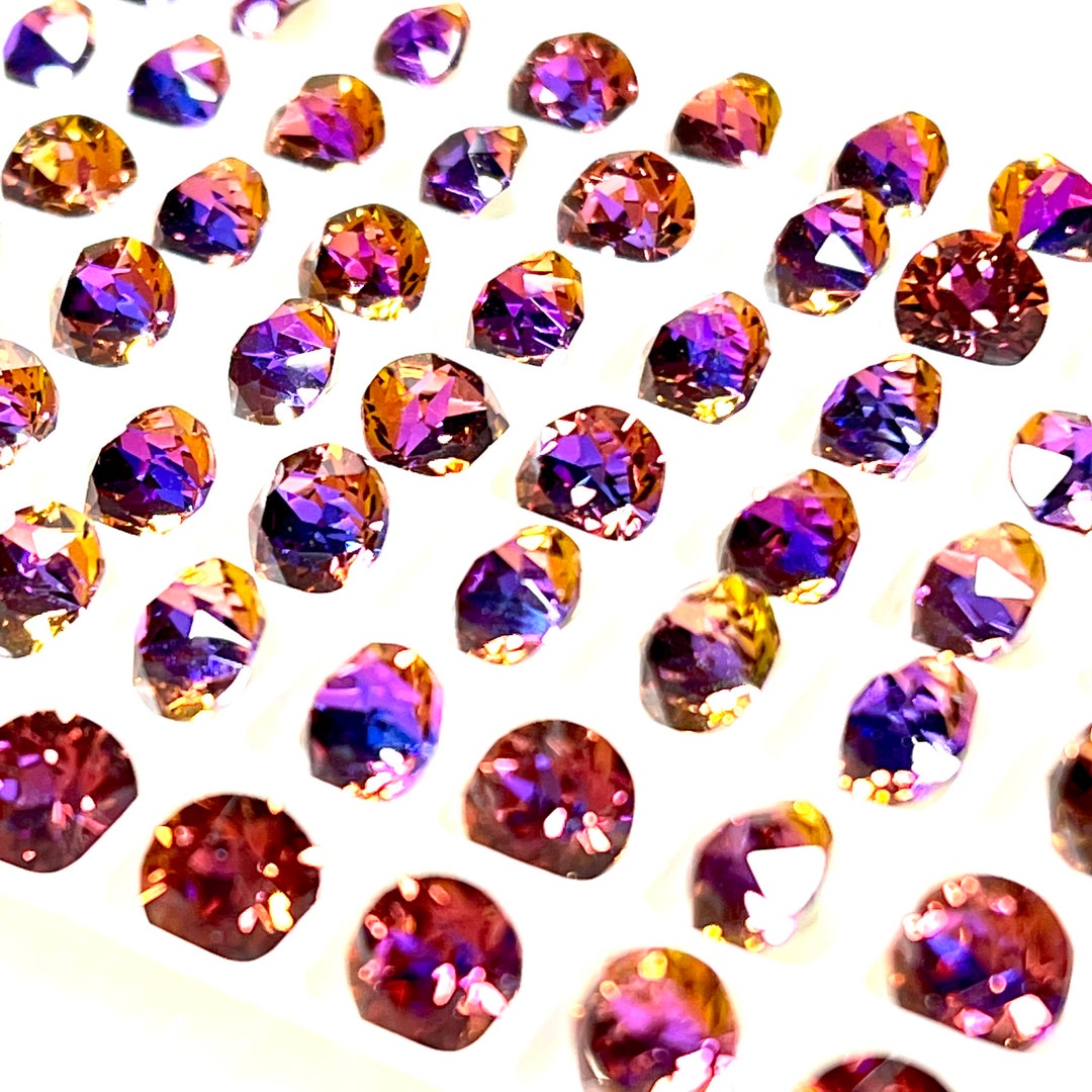 Violet Blue Crystal Chaton Stones, Aurora, Foiled, 39ss, Ss39, 8mm ...