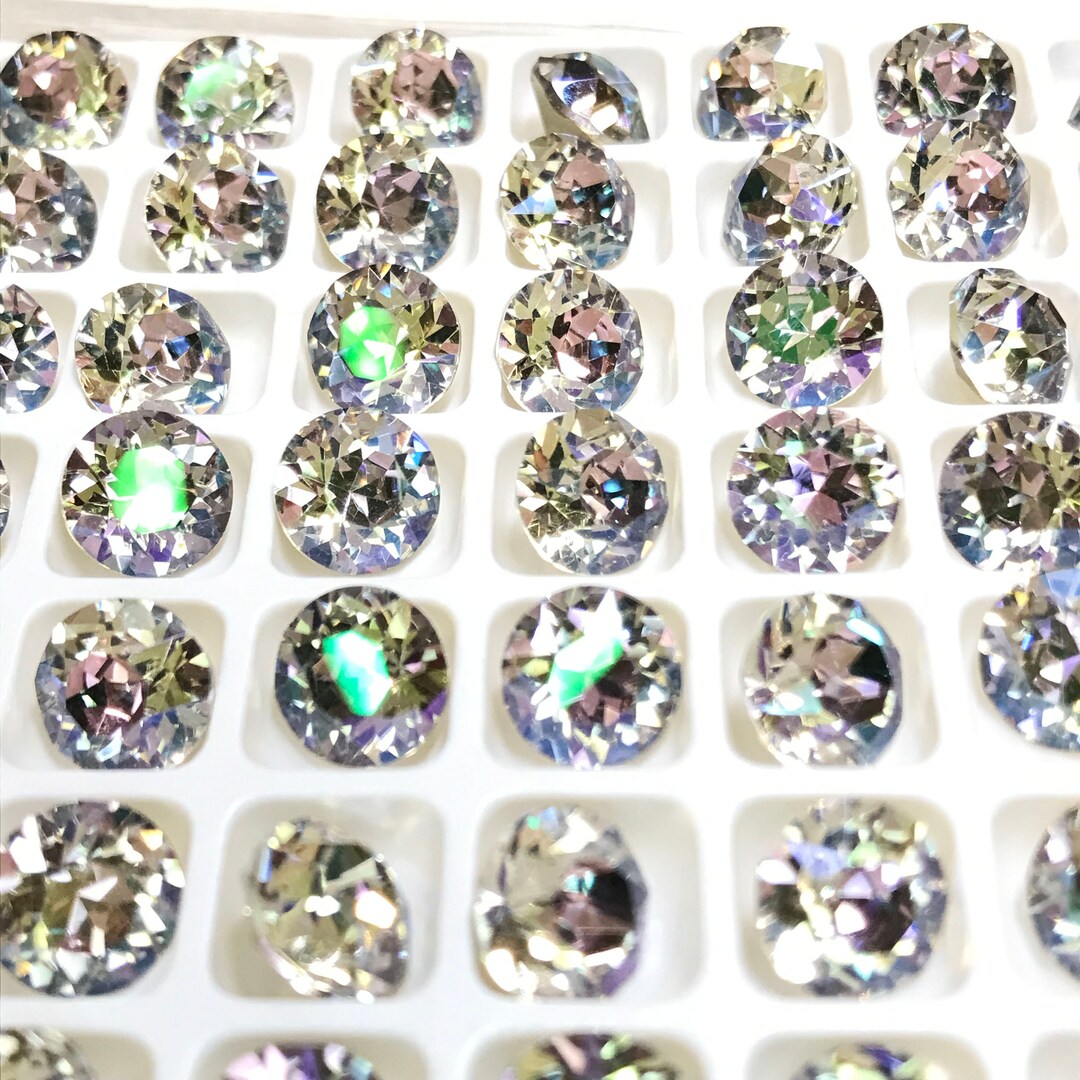 Luminous Green Crystal Chaton Stones, Aurora, Foiled, 39ss, Ss39, 8mm ...