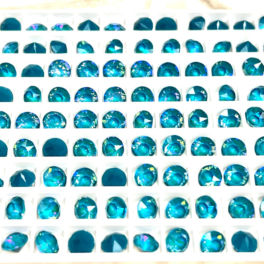 Tropical Teal Delite Crystal Chaton Stones (12), Lacquered, 29ss, Ss29 ...