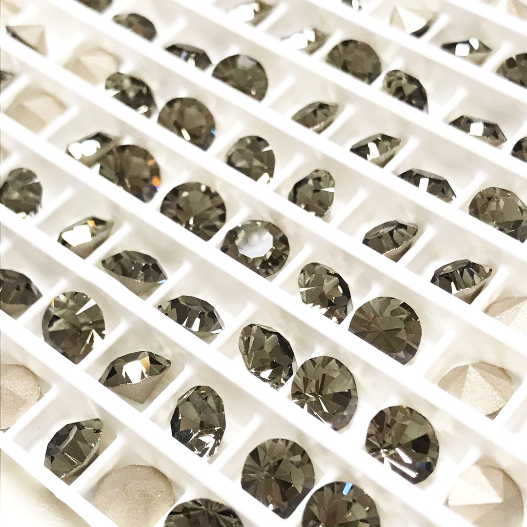 Black Diamond Preciosa Crystal Chaton Stones (12), Foiled, 29ss, Ss29 ...