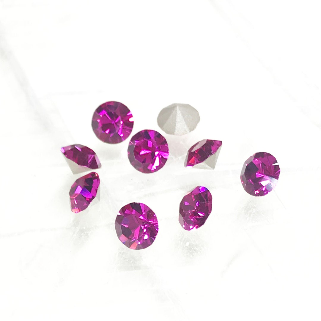 Fuchsia Preciosa Crystal Chaton Stones (12), Foiled, 29ss, Ss29, 6mm ...