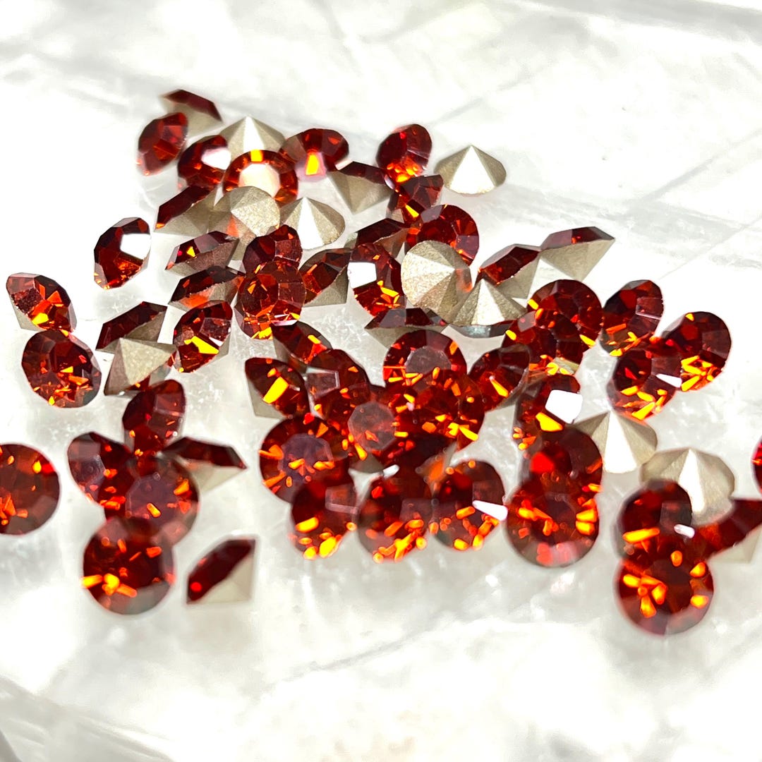 Red Flame Preciosa Crystal Chaton Stones (12), Foiled, 29ss, Ss29, 6mm ...