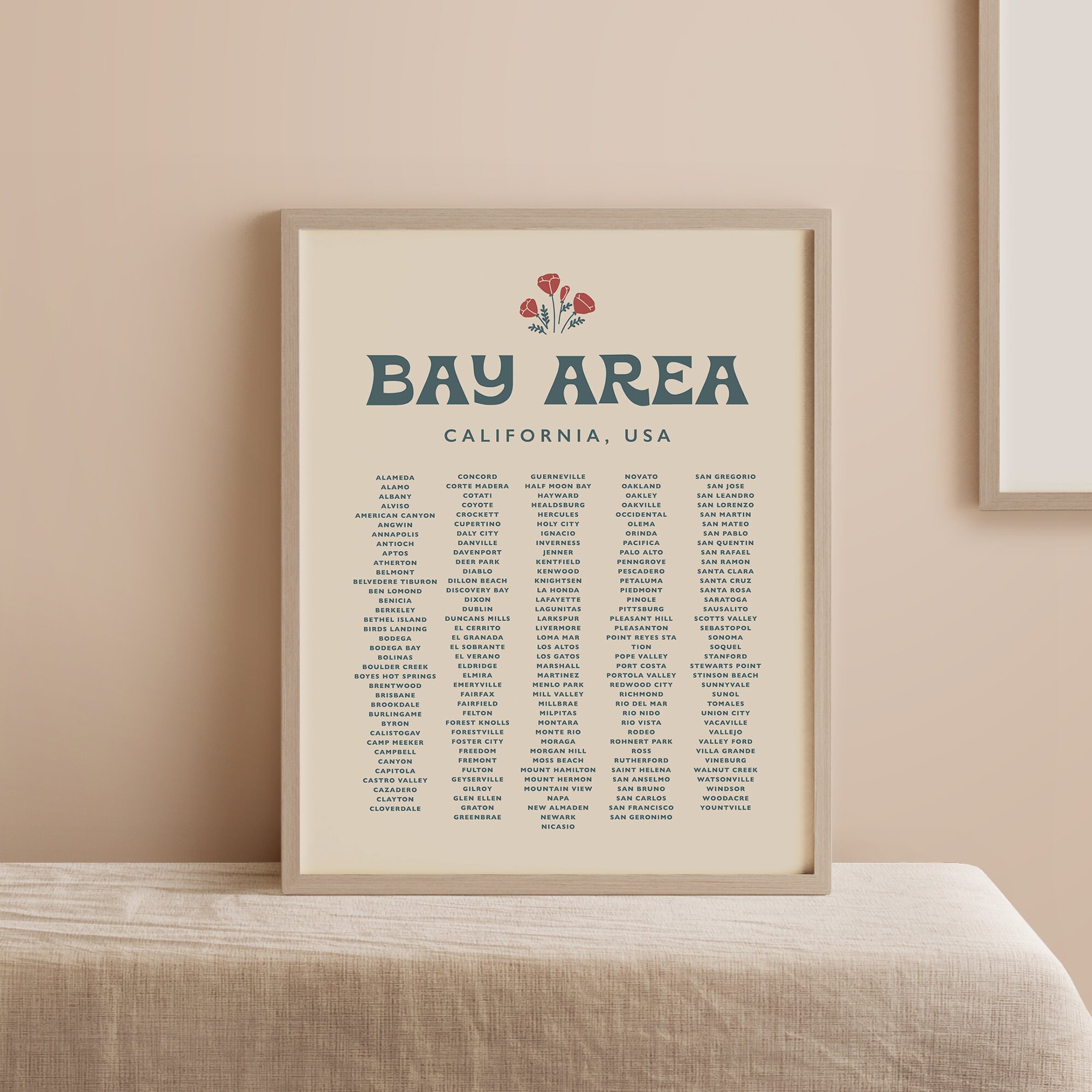 Bay Area, California Wall Art Print in Blue, Printable Digital Download ...