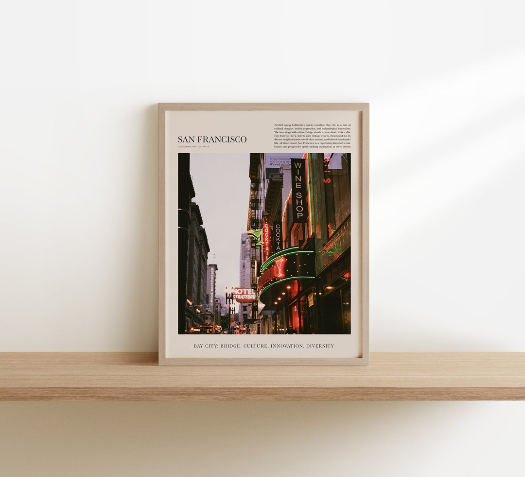 Downtown San Francisco Poster | Bay Area, California Wall Art Print ...