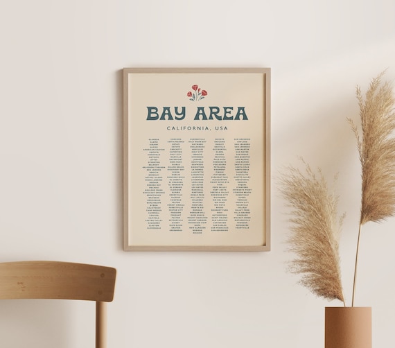 Bay Area California Wall Art Print in Blue Printable Digital - Etsy