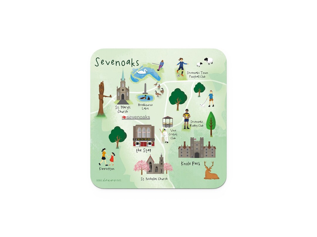Sevenoaks Map Coaster - Etsy