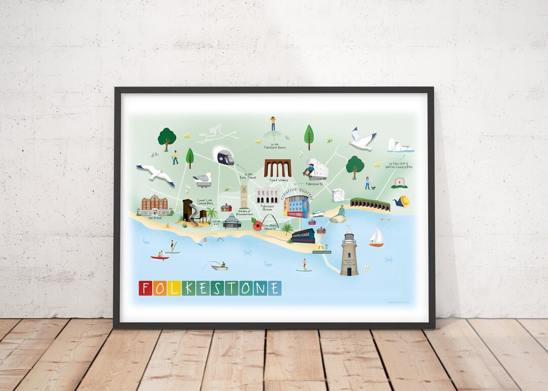 Folkestone Illustrated Map - Ft the Creative Quarter, Harbour Arm ...