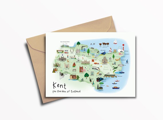 Kent Greeting Card / Map / Art / Print / Card - Etsy