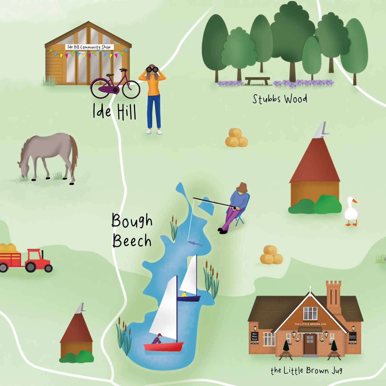 Eden Valley Illustrated Map - Ft Hever, Chiddingstone, Penshurst ...