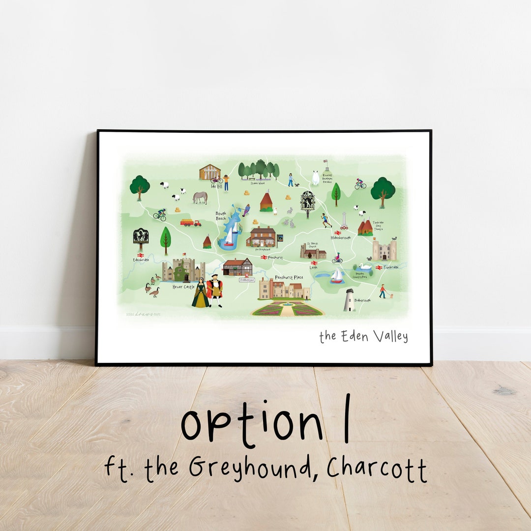 Eden Valley Illustrated Map - Ft Hever, Chiddingstone, Penshurst ...