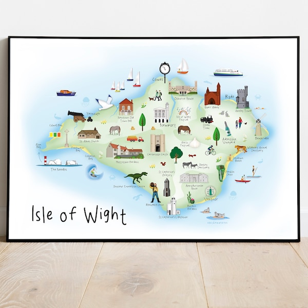 Kent Illustrated Map Ft Canterbury, Whitstable, Margate and Sevenoaks - Etsy UK