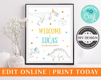 Editable Dinosaur Welcome Sign Printable Dinosaur Poster - Etsy