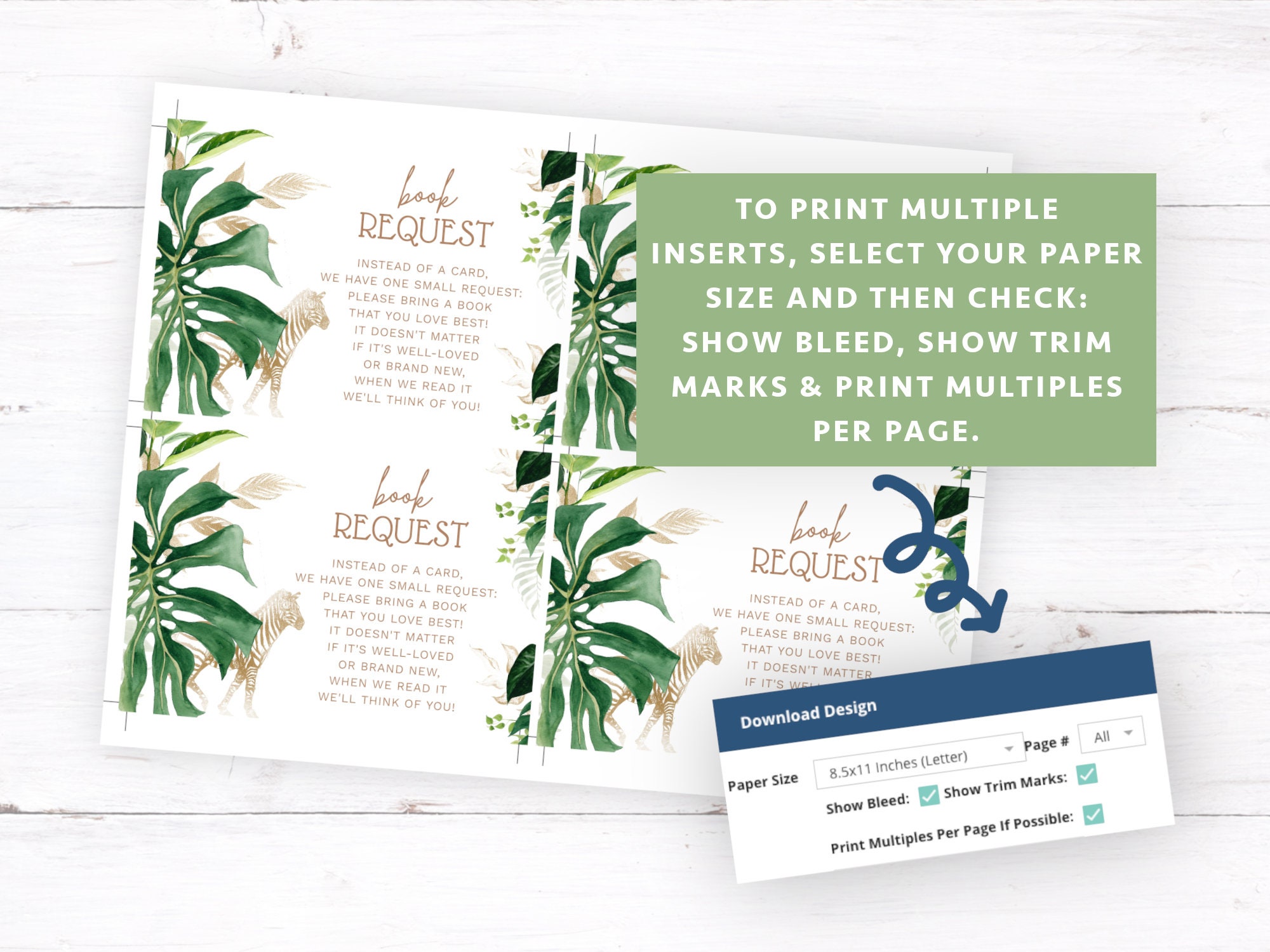 Editable 5x3.5 Invitation Inserts Instant Corjl Template Tropical ...