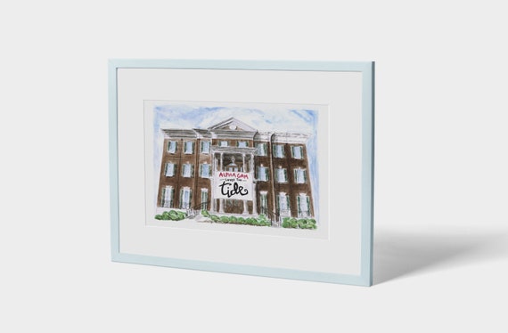Alabama Alpha Gam House Watercolor Print | Etsy