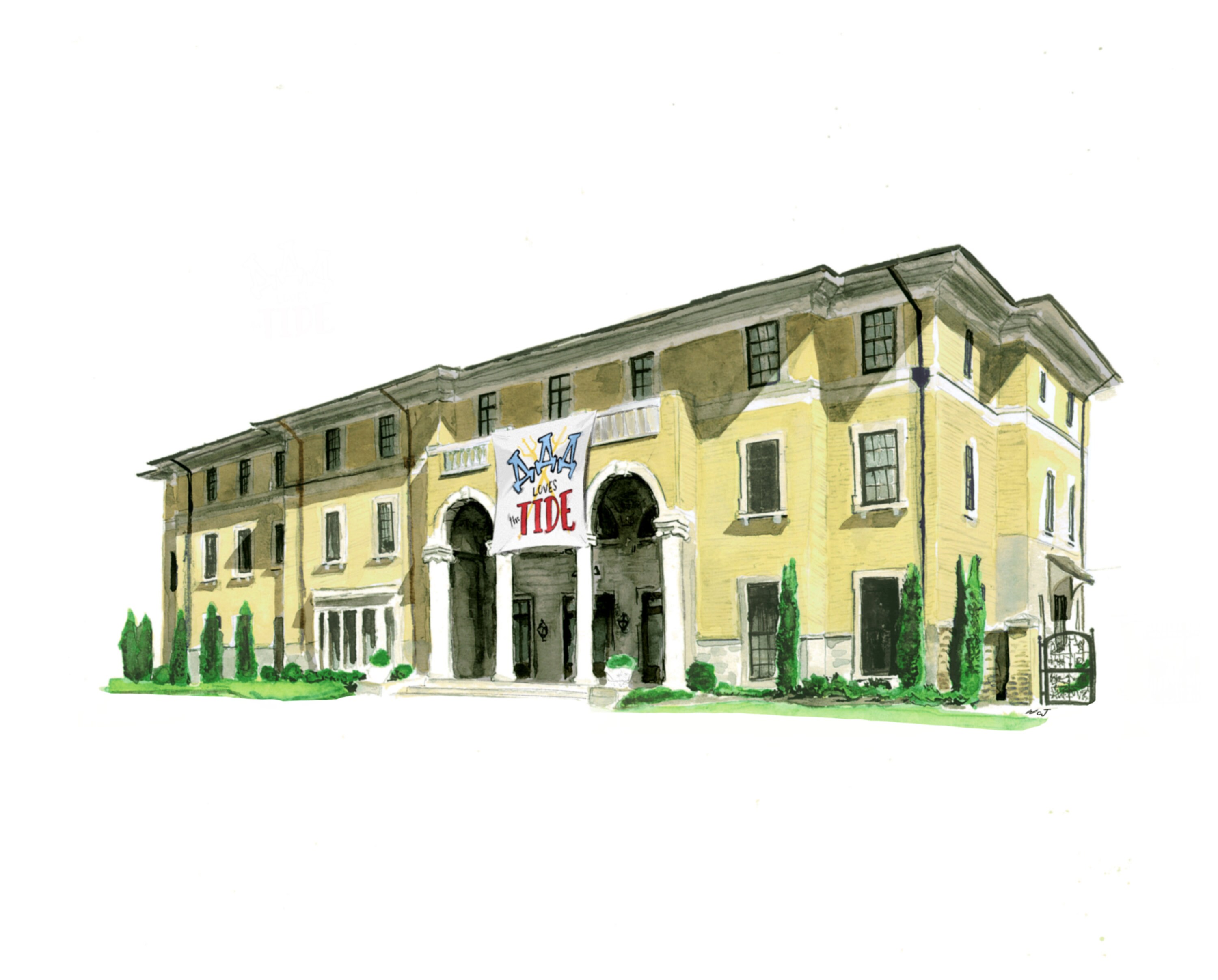 Alabama Tri Delt House Watercolor Print - Etsy