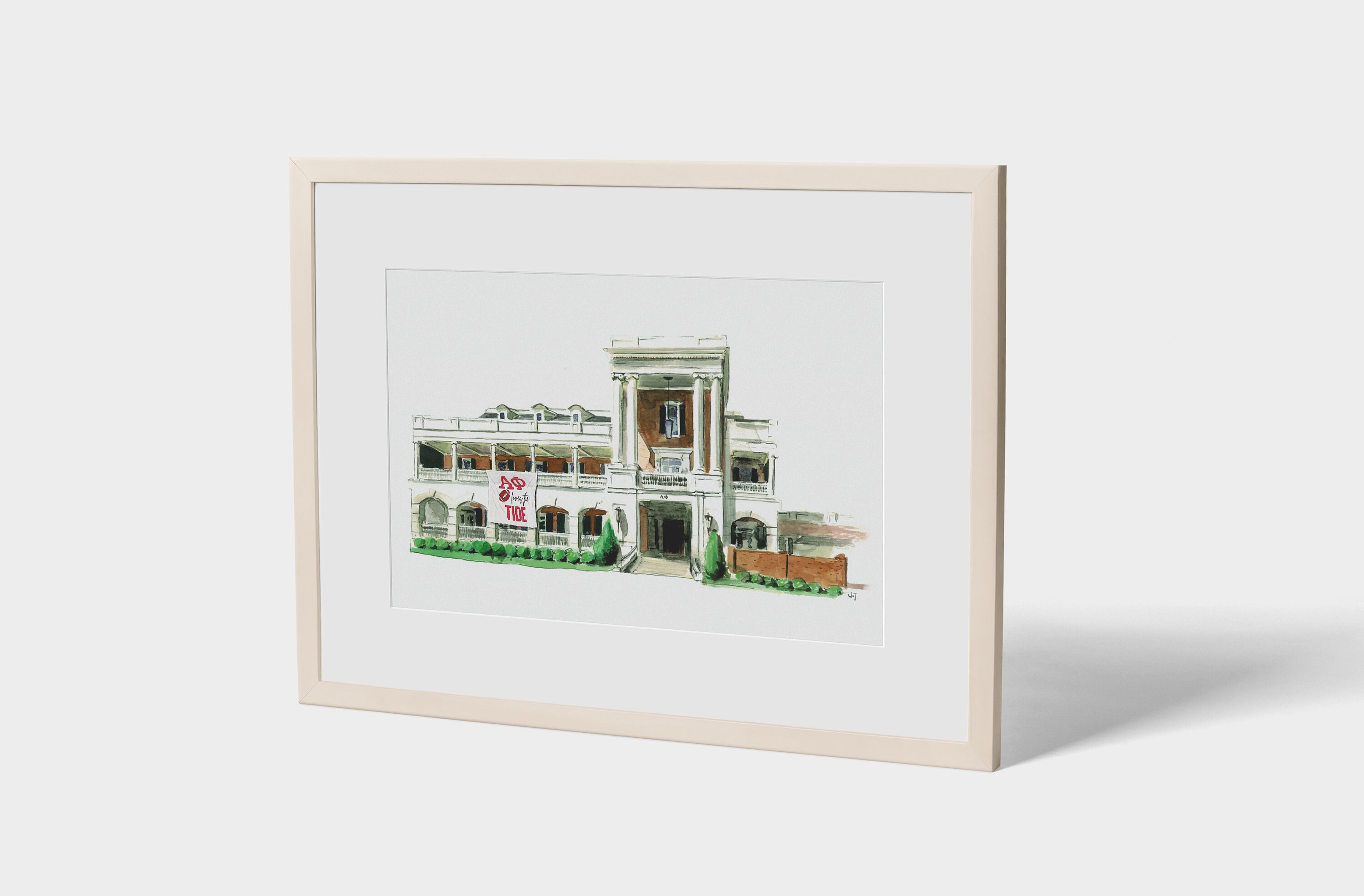 Alabama Alpha Phi House Watercolor Print - Etsy