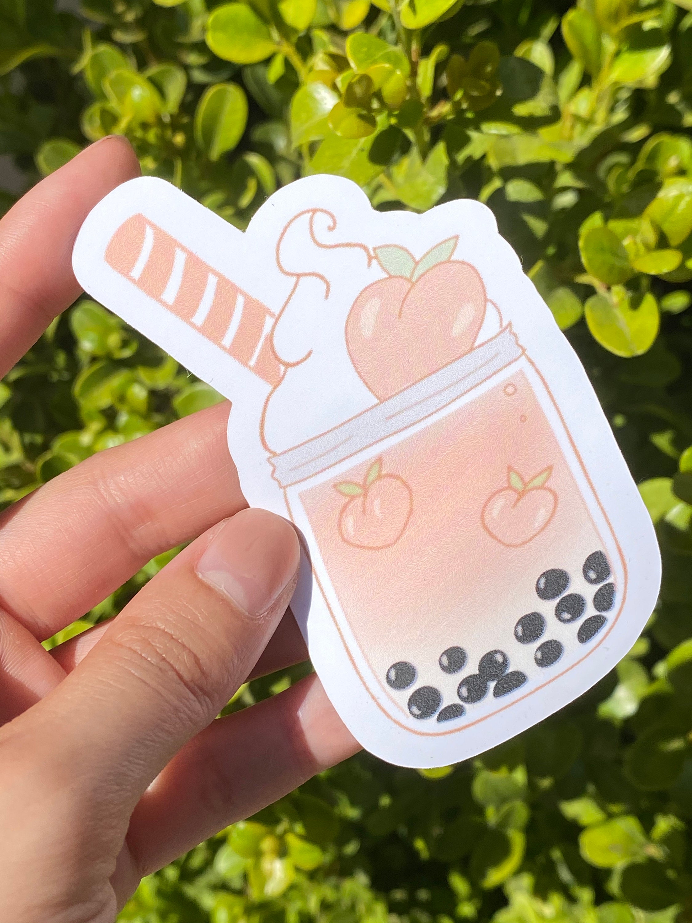 Pink Peach Smoothie Boba Asian Bubble Tea NEW WATERPROOF | Etsy