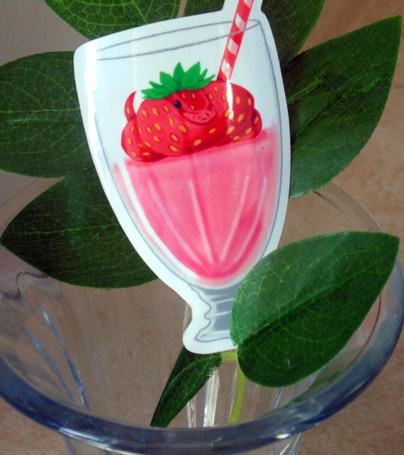 Strawberry Snake Shake Sticker | Etsy