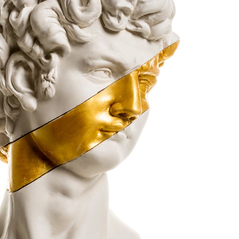 David Sculpture, Pop Art David Statue, Gold Statue, David Bust Statue ...