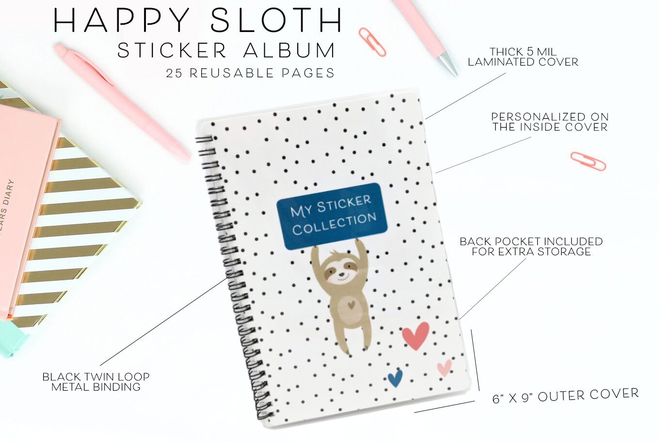 Blank REUSABLE Sticker Book for Kids With 25 Double Sided Pages, 6 X 9 ...