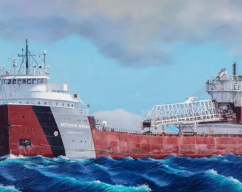 Original Great Lakes Freighter Wall Art Arthur M Anderson Painting ...
