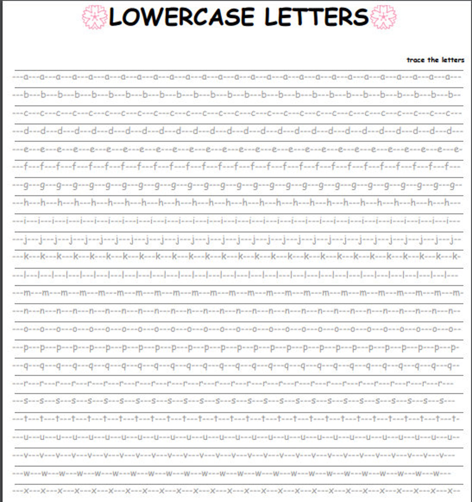 Printable Handwriting Worksheets - UPPERCASE and LOWERCASE Letter ...