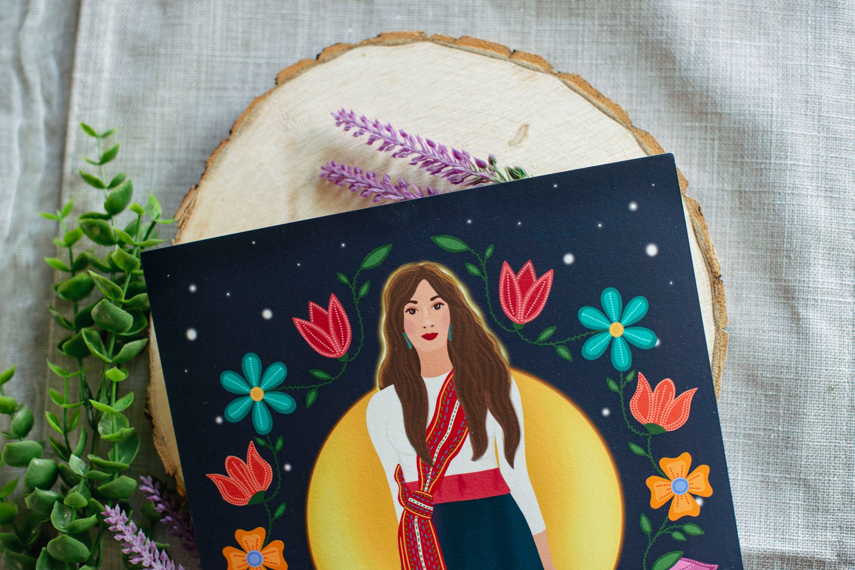 Métis Woman, Indigenous Print, Métis Flowers, Métis Art, by Lisa Berry ...