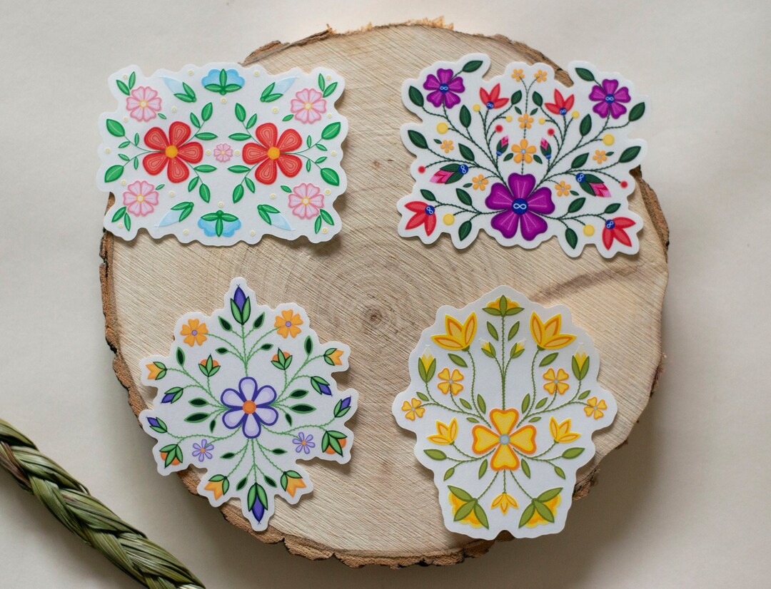 Métis Floral Motifs, Clear, Sticker, Transparent Background, Indigenous ...