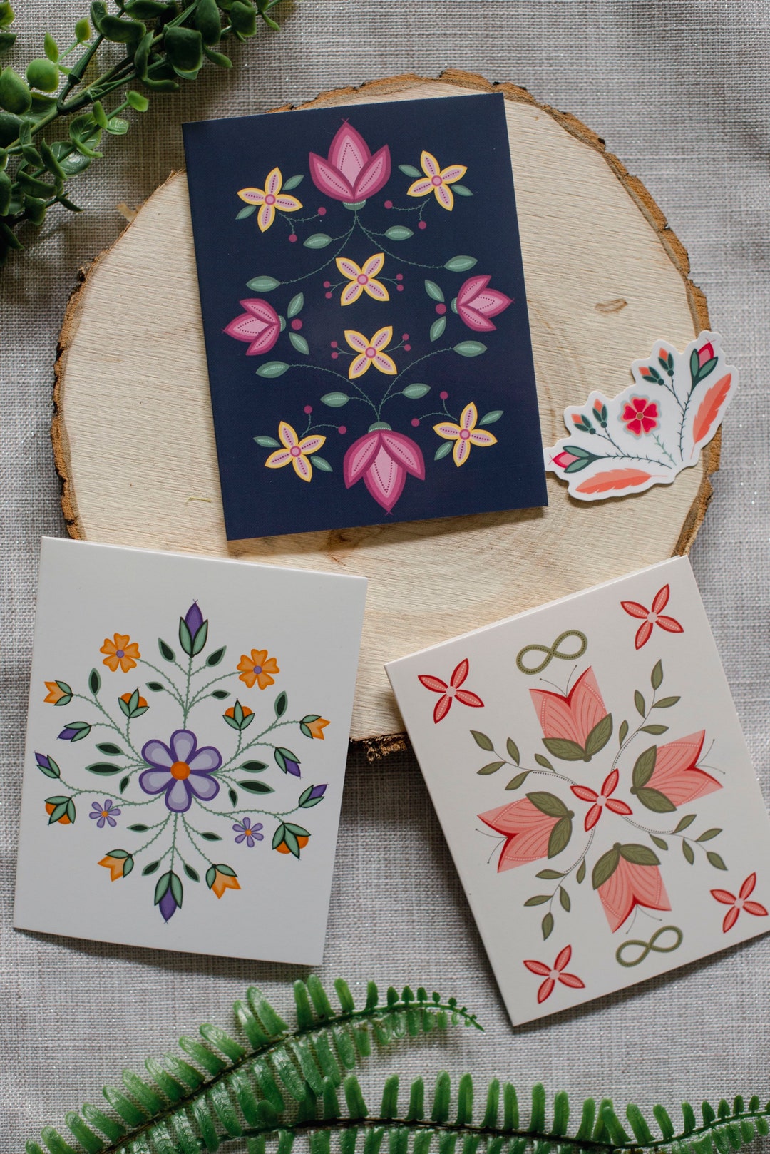 Three Pack Cards, Métis, Floral Design, Blank, Indigenous - Etsy Canada