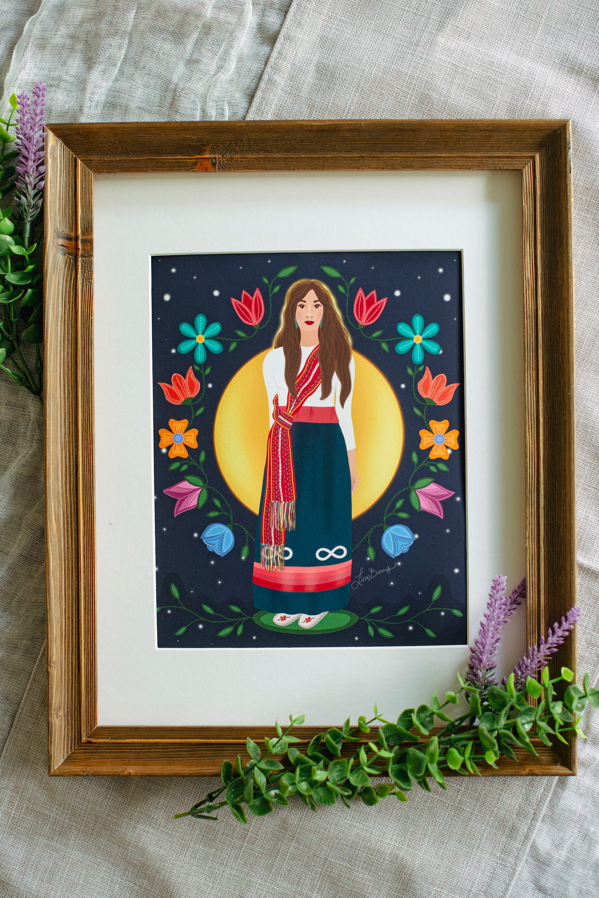 Métis Woman, Indigenous Print, Métis Flowers, Métis Art, by Lisa Berry ...
