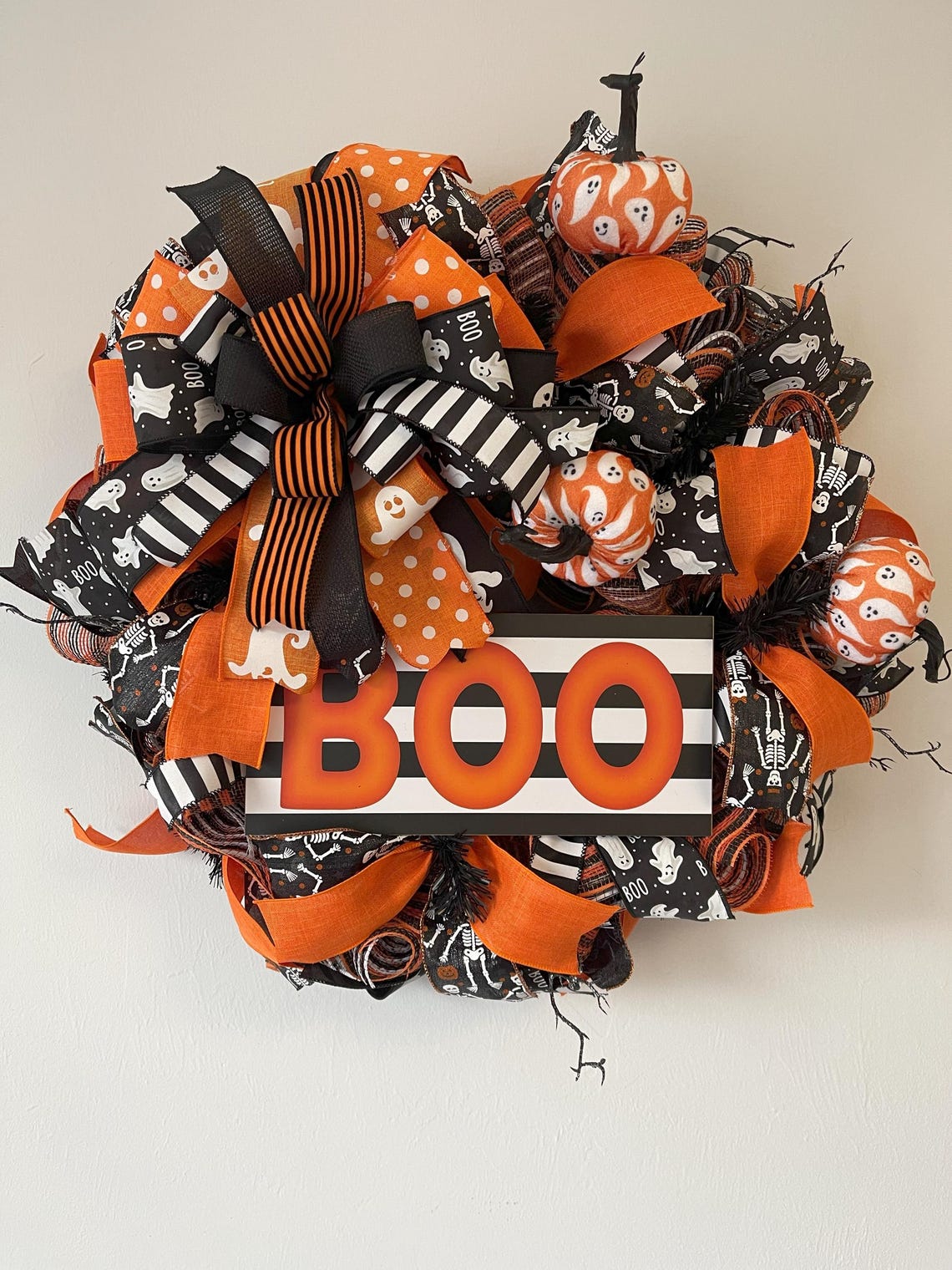 Handcrafted Halloween "boo" Wreath - Spooky and Festive Door Decor - Etsy