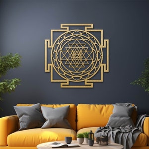 Sri Yantra Wood Wall Decor, Meditation Wall Art, Large Shri Yantra Wall ...