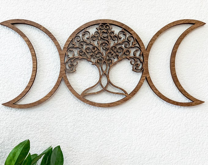Triple Moon Wall Art Triple Goddess Wall Hanging Moon Phases | Etsy