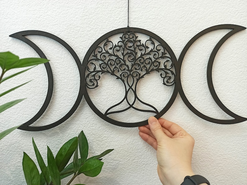 Triple Moon Wall Art Triple Goddess Wall Hanging Moon Phases - Etsy