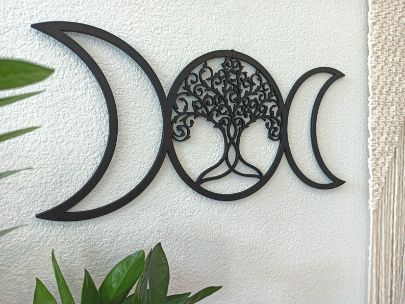 Triple Moon Wall Art Triple Goddess Wall Hanging Moon Phases - Etsy