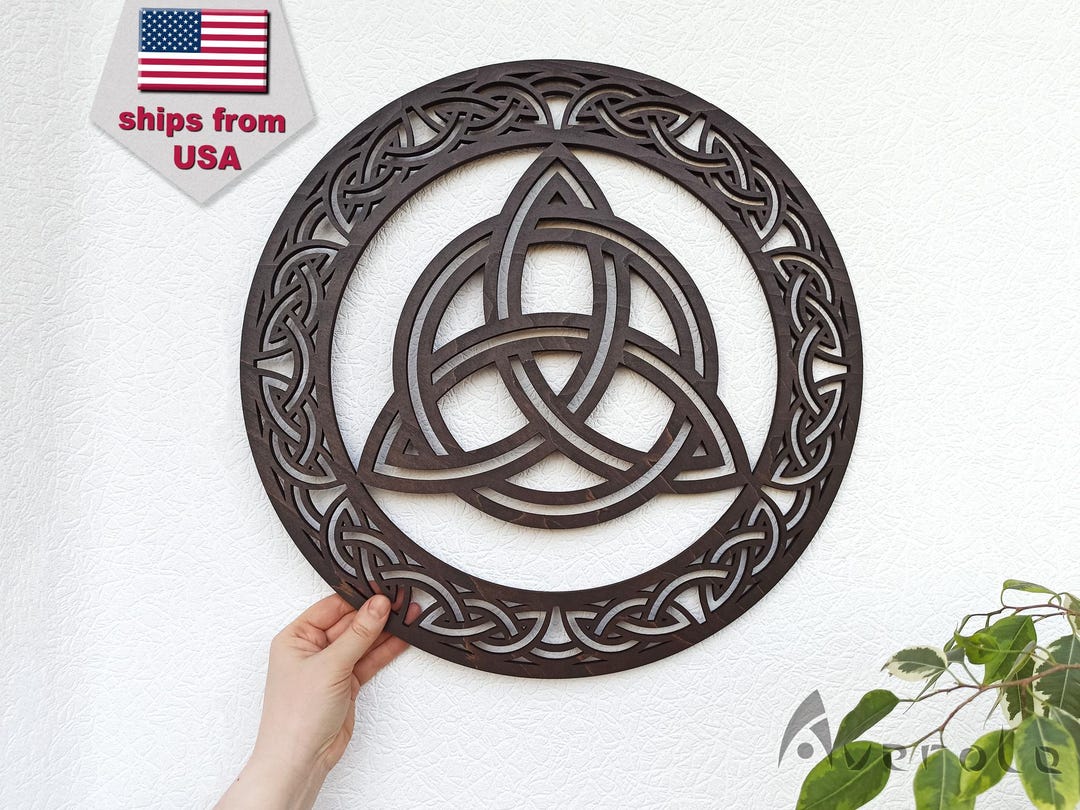 Trinity Knot Wood Wall Decor, Irish House Gift Wall Hanging, Triquetra ...