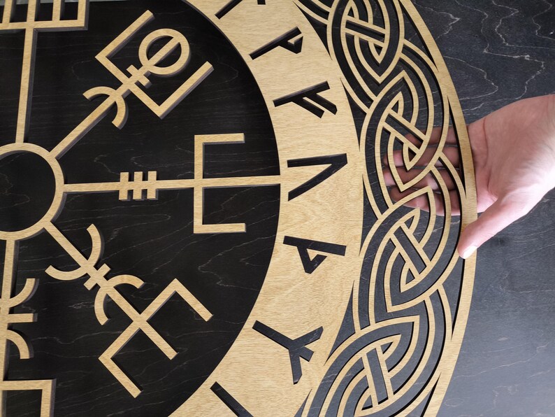 Vegvisir Wall Art, Viking Wayfinder Wall Decor, Norse Symbol Wood Decor ...