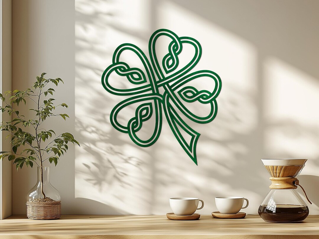 Celtic Shamrock Wood Wall Decor, 4 Leaf Clover Celtic Wall Hanging ...