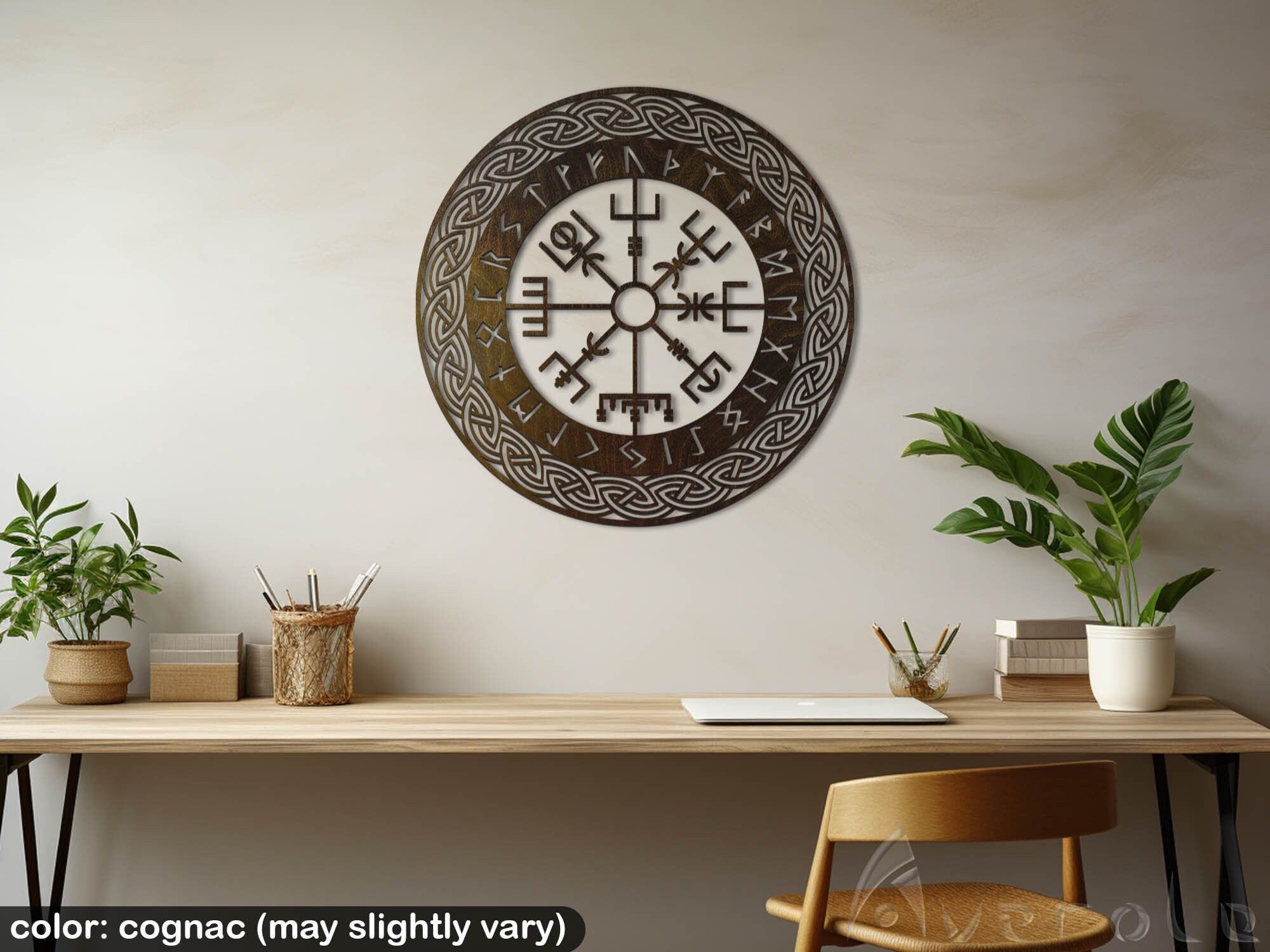 Vegvisir Wall Art, Viking Wayfinder Wall Decor, Norse Symbol Wood Decor ...