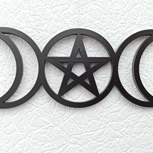 Triple Moon With Pentacle Wall Decor Triple Moon Wall - Etsy