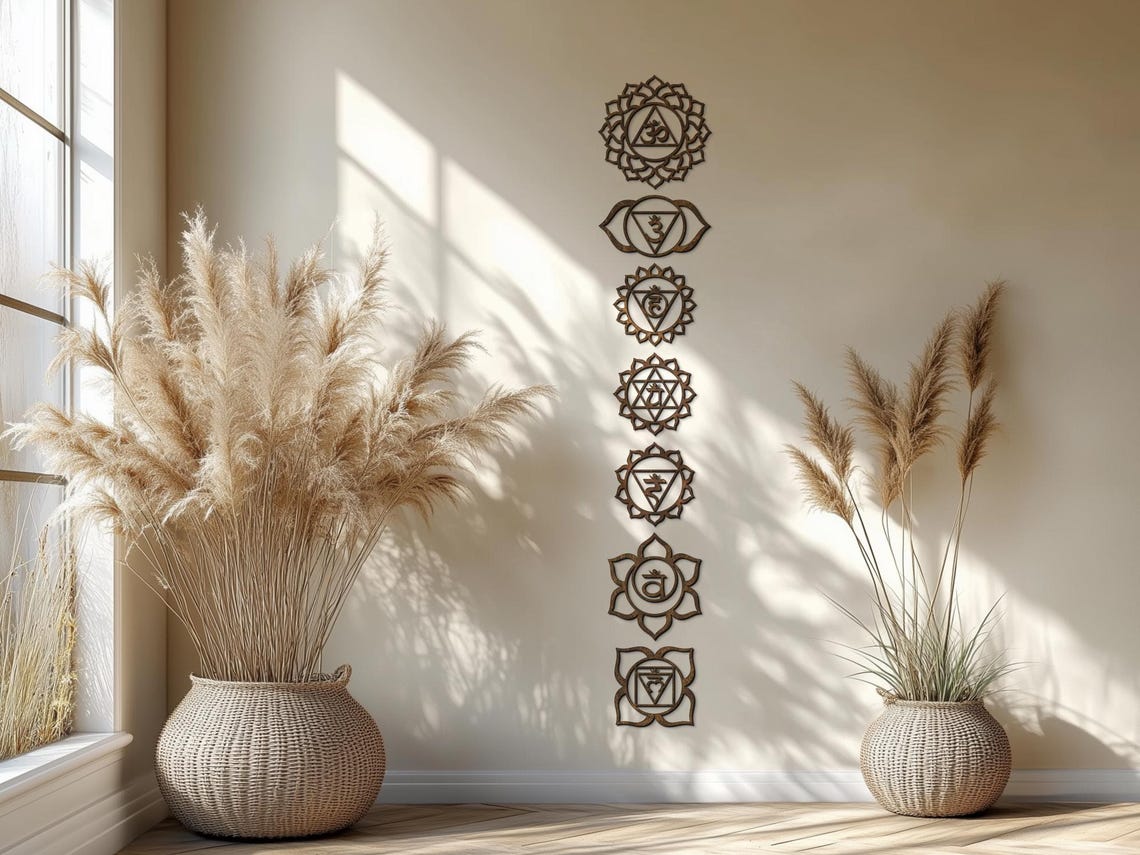 Chakra Wall Art, Chakra Symbols Wall Decor, 7 Chakra Symbols, Yoga ...