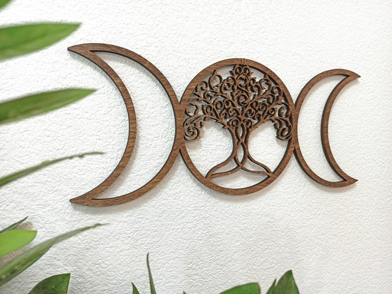 Triple Moon Wall Art Triple Goddess Wall Hanging Moon Phases - Etsy